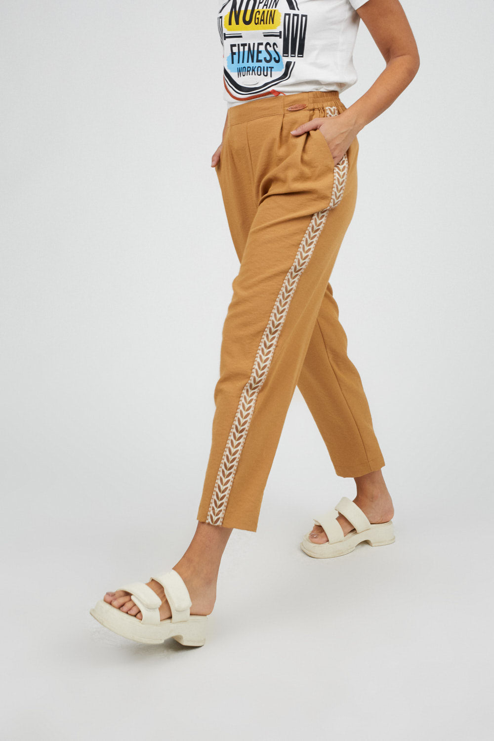 Pantalón Menta, Camel - Mercedes de Miguel